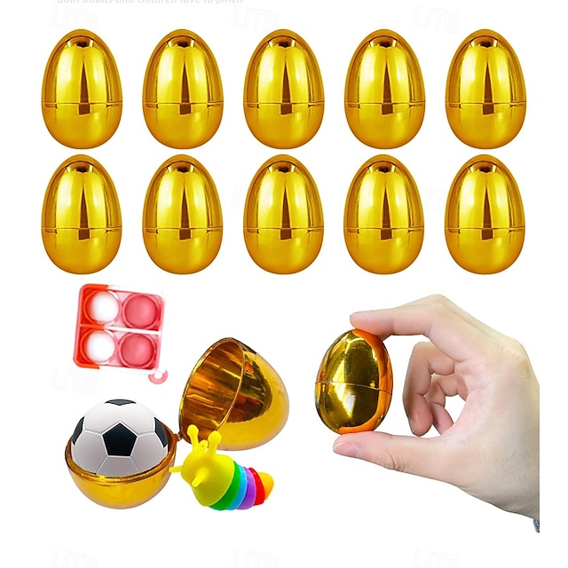 12pcs Golden Easter Eggs, Fillable Easter Eggs Plastic Easter Eggs ...