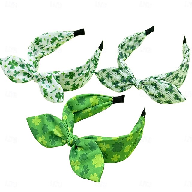 St. Patrick's Day Headbands for Women Girls, Green Shamrock Clover Bow ...