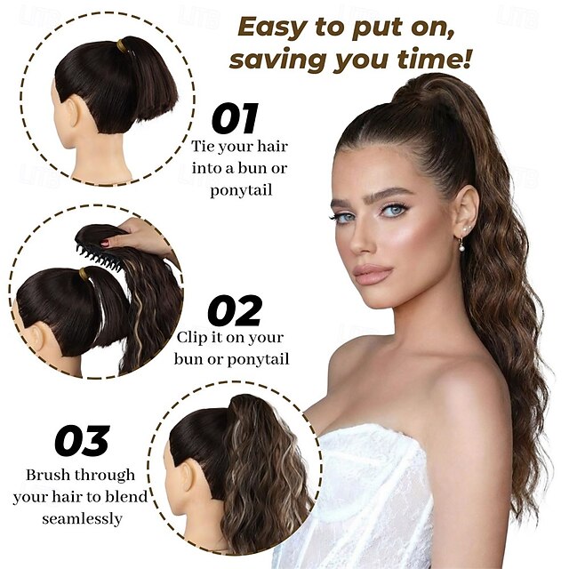 Claw Clip Ponytail Extension Long Wavy Curly 18 Inch Synthetic Fiber ...