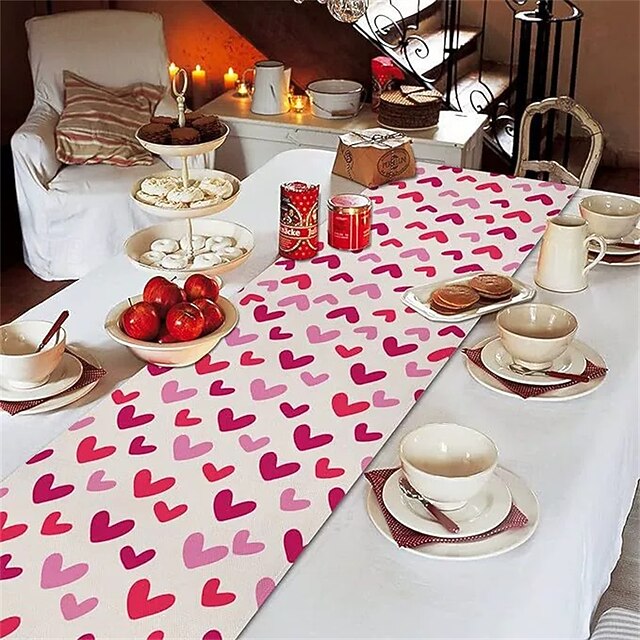 Valentine's Day Pink Heart Table Flag Placemats Party Decorations ...