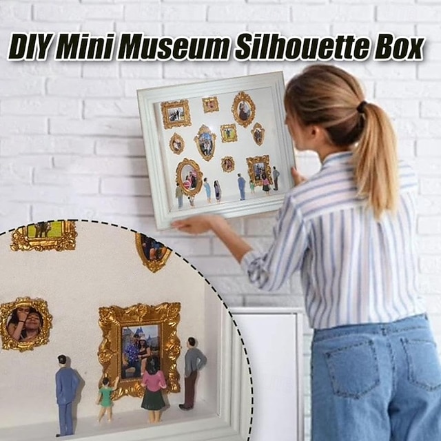 DIY Mini Museum Silhouette Box, Shadow Box Frame Kit with Gold ...