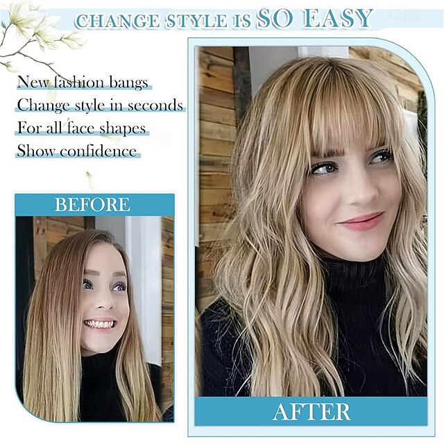 Clip in Bangs, Wispy Bangs Hair Clip,Natrual Fake Bangs Fringe with ...