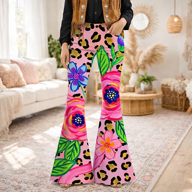 Retro Vintage Boho 1970s Pants Wide Legged Pants Hippie Disco High ...