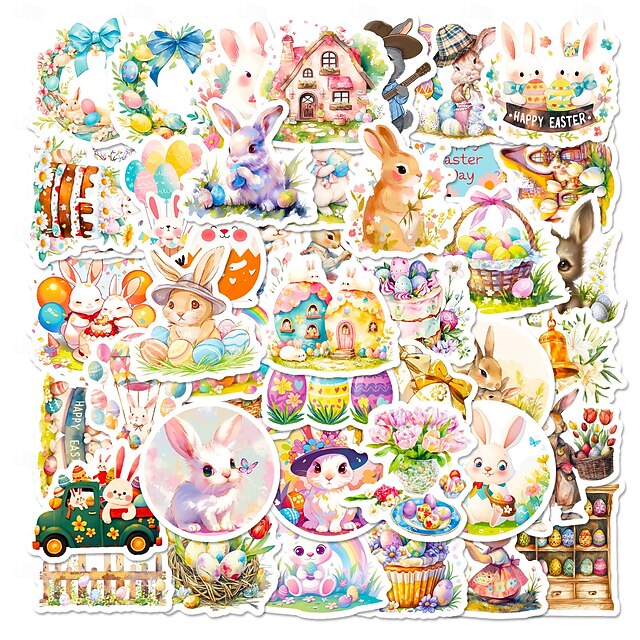 100 Pcs (2 Sets of 50) Beautiful Easter Series Graffiti Stickers Cute ...