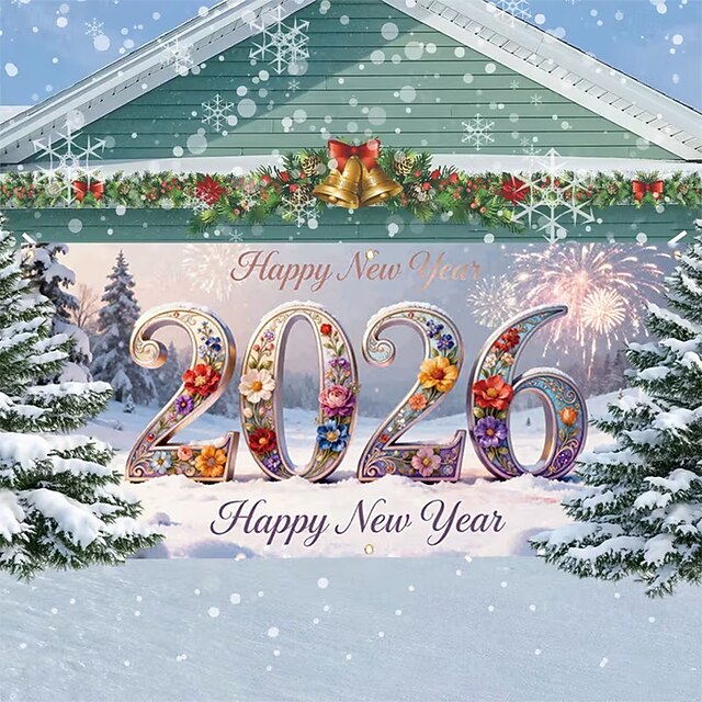 New Year Tapestry Garage Door Cover Large Hanging Backdrop Landscape ...