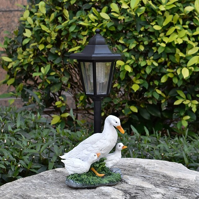 Outdoor Solar Duck Resin Figurine Light, Waterproof Garden Statue Lamp ...