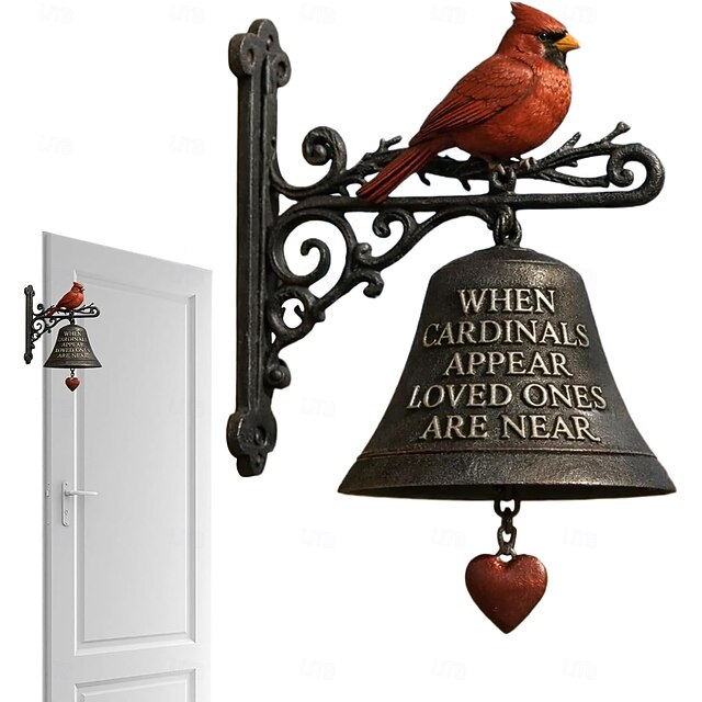 Cardinal Bird Door Bell, Red Sparrow Garden Decoration, Cardinal ...