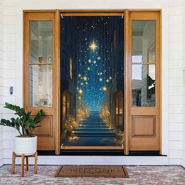 Starry Night Door Cover Tapestry Magical Glowing Stairs Wall Hanging ...