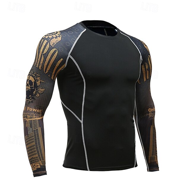 Men's Running T-Shirt Compression Shirt Running Shirt Long Sleeve Top ...