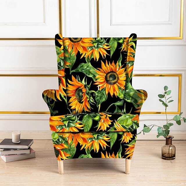 Wingback Chair Cover Floral Striped Geometric Printed Polyester ...