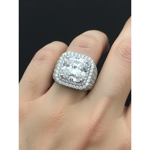 Men's Gold/Silver Plated Alloy Ring with Large Square Cubic Zirconia ...