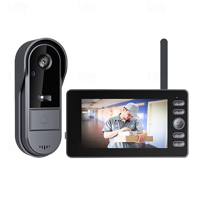Video Doorbell 4.3-inch Hd Indoor Display, 170 Wide-angle View, Two-way ...