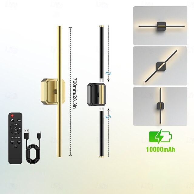 1/2 Pcs Dual-Head Wall Light, Cordless Magnetic LED Reading Wall Sconce ...