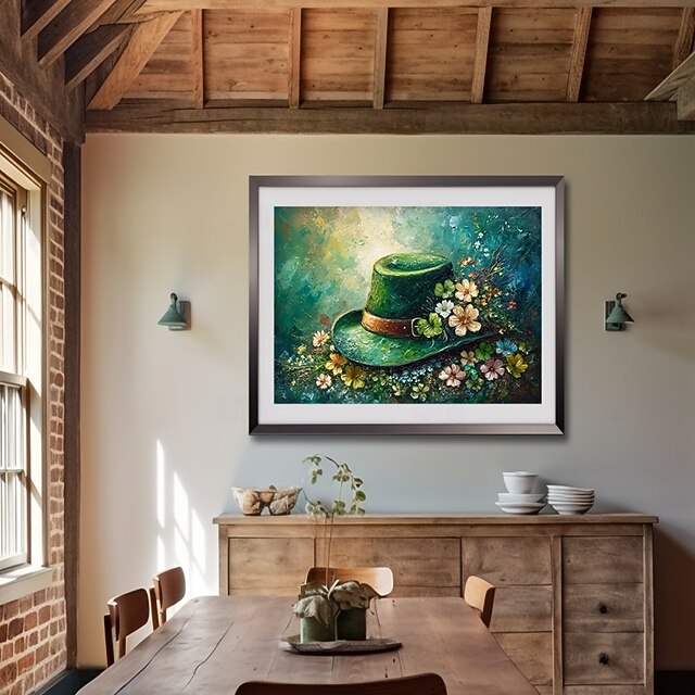 St Patrick's Day Hat Print, Vintage Irish Green Hat With Flowers ...