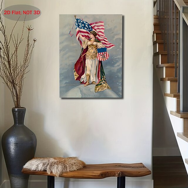2D Flat Canvas Artwork Featuring Vintage Americana for The 4Th of July ...