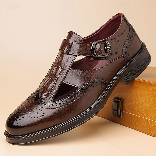 Men's Business Casual PU Leather Lightweight Comfortable Slip Resistant ...