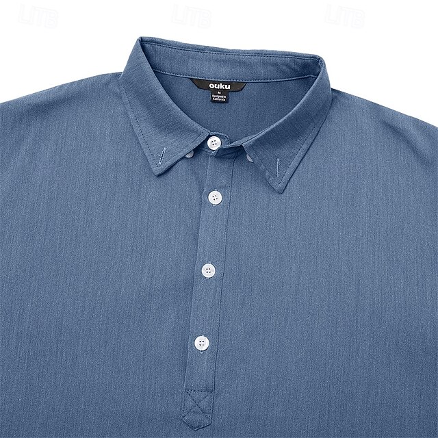 Voor heren Overhemd Popover-shirt Button-down overhemd Normaal shirt ...