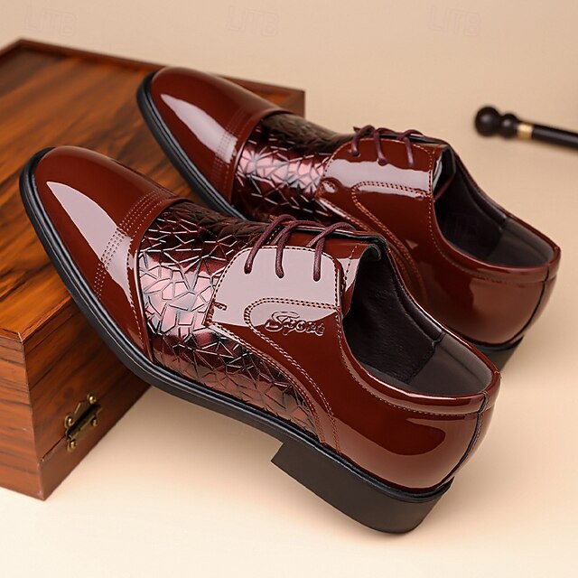 Men's Classic Casual Wedding Patent Leather Comfortable Slip Resistant ...