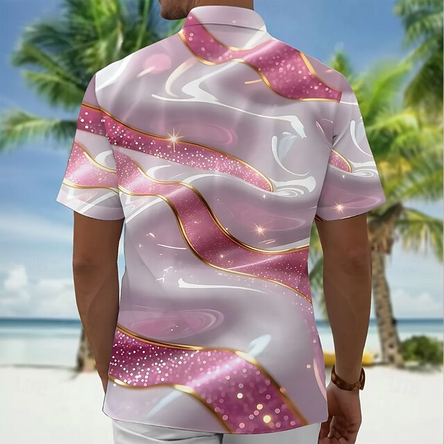 Men's Gradient Color Abstract Art Water Ripple Shirt Summer Shirt ...