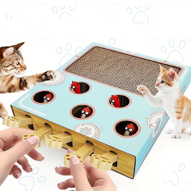 Durable Cardboard Pop-Up Game Cat Scratcher - Interactive Pet Toy for ...