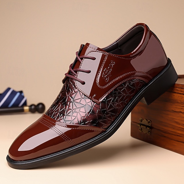 Men's Classic Casual Wedding Patent Leather Comfortable Slip Resistant ...