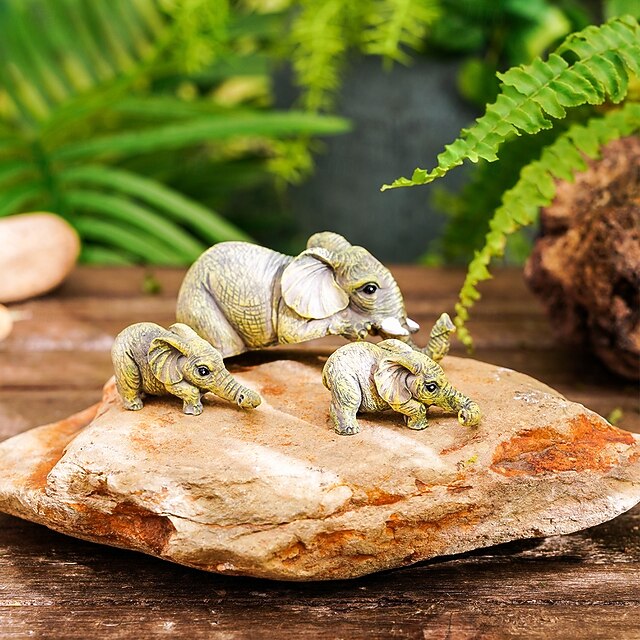 Collectable Elephant Shelf Sitter 3Pcs Set, Mother Elephant Hanging ...