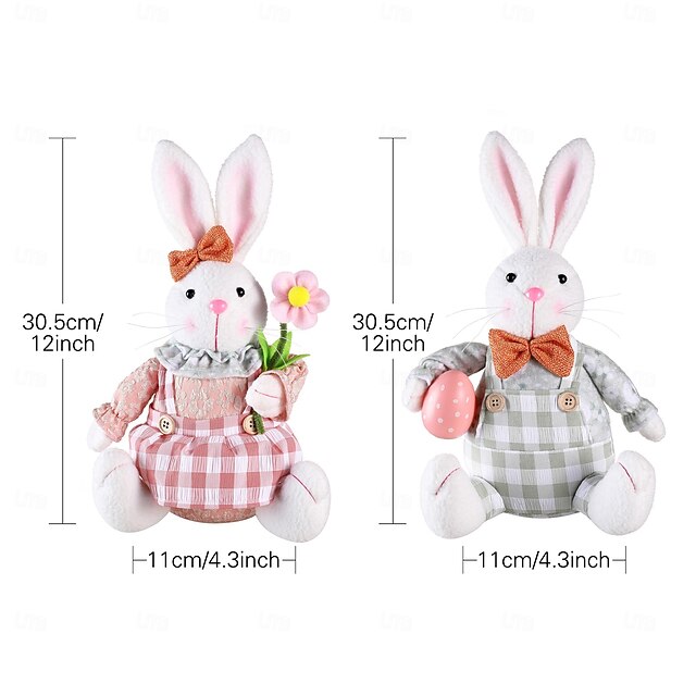 2 Pack Easter Goblin Gnome Doll Rabbit Holding Radish Sitting Posture ...