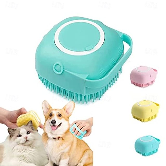 Pet Bath Brush, Soft Silicone Pet Shampoo Massage Dispenser Grooming ...