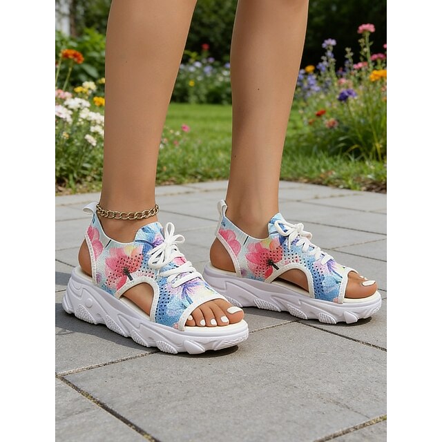 Women's Casual Daily Walking Flat Heel Open Toe Sporty Casual Tissage ...