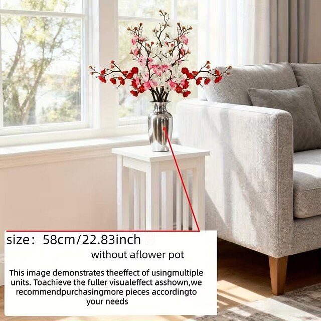 6-Pack Large Artificial Three-Color Cherry Blossom Flowers Long Stem ...