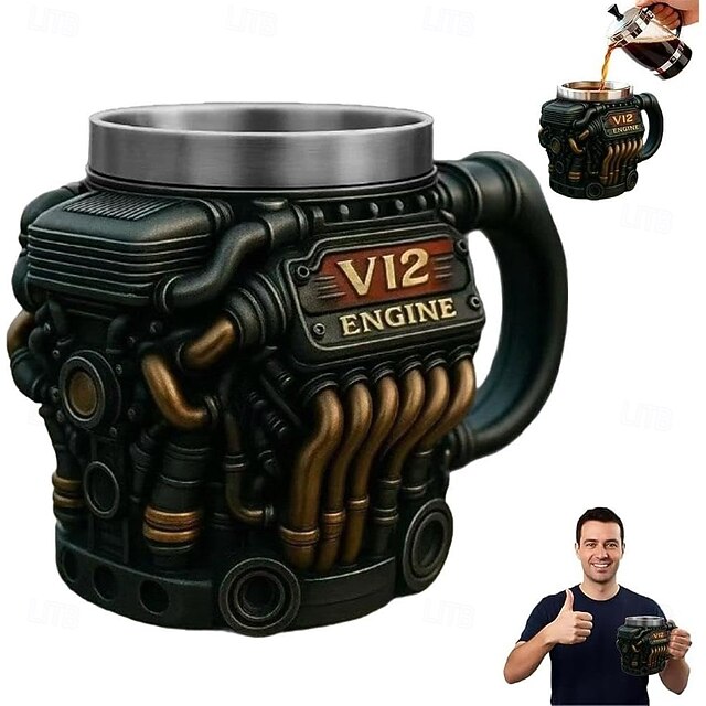 10oz V12 Engine Coffee Mug, Realistic Car Engine Coffee & Tea Cup with ...