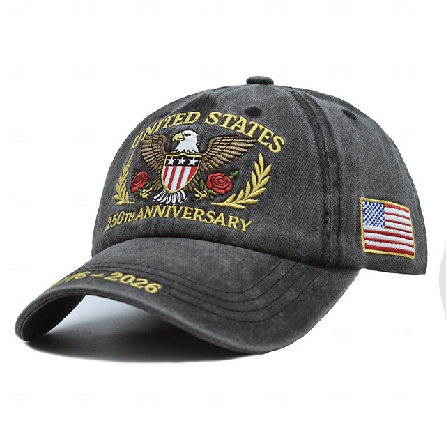 United States 250th Anniversary Embroidered Hat, Patriotic USA Eagle ...