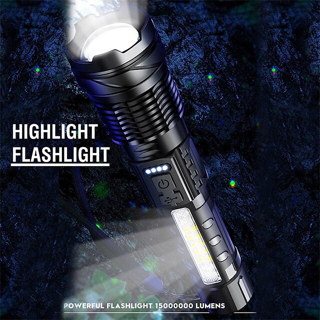 Rechargeable LED Flashlight High Lumens, 1500mAh Tactical Flashlight ...