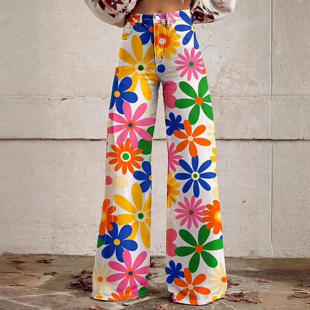 Retro Vintage Boho 1970s Pants Wide Legged Pants Hippie Disco High ...