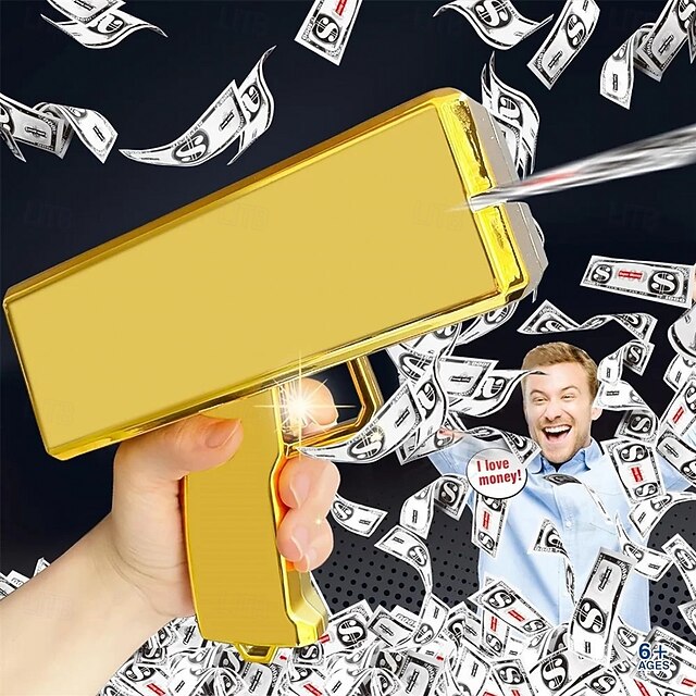 Shoot Money Gun Toy Funny Party Game Banknote Shoot Pistol Paper Money ...