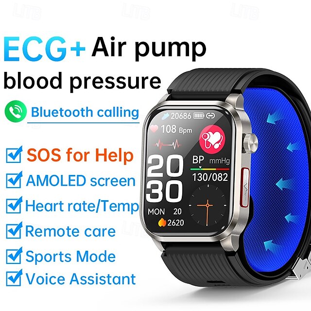 New AMOLED Bluetooth Smartwatch with Pump for Blood Pressure, Call, ECG ...