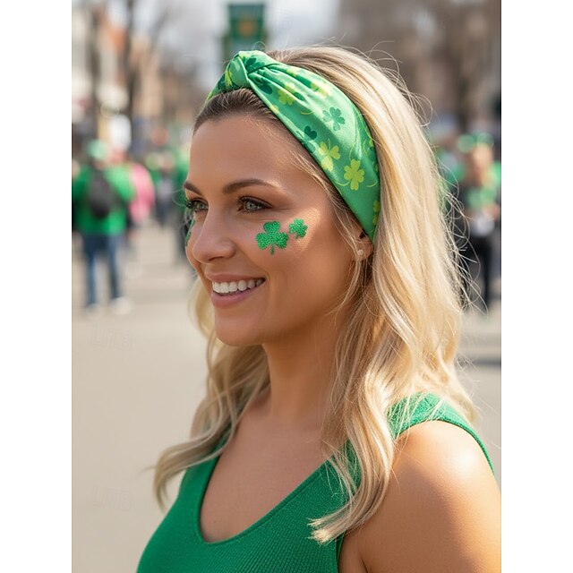 Women's Polyester Shamrock Headbands, Soft Knot Design, Multiple Clover ...