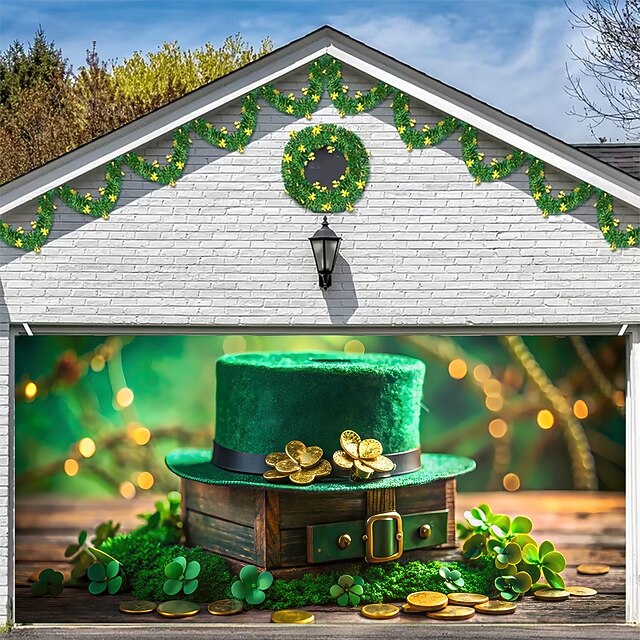 St. Patrick's Day Tapestry Garage Door Cover Large Hanging Backdrop ...