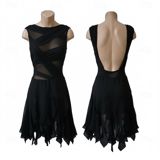 Figure Skating Dress Women's Ice Skating Dress Black Patchwork Open ...