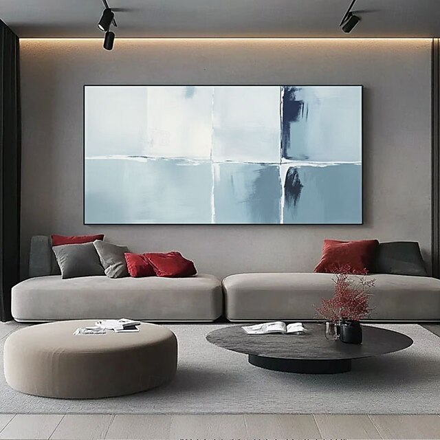 oil painting handmade Abstract Blue Wall Art for Living Room Large Size ...