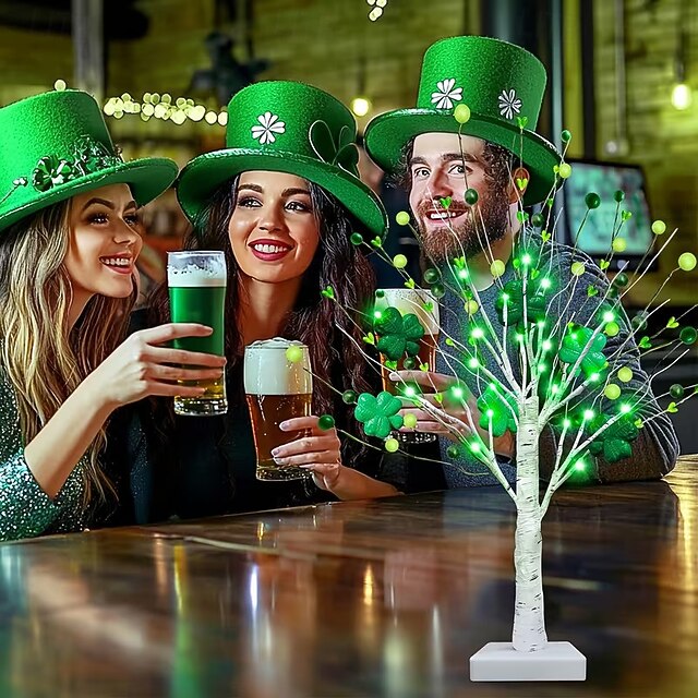 St Patrick's Day Glowing Tree 24x Led Green Lights Battery-operated ...