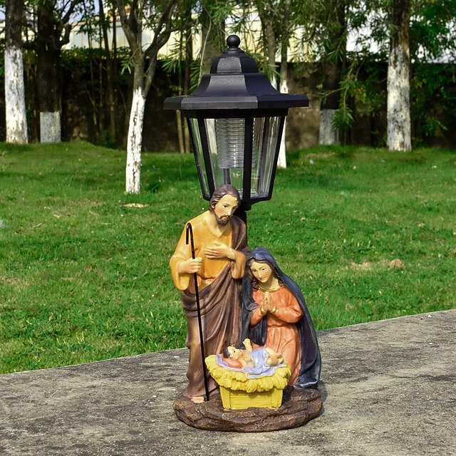 1 Pc Outdoor Solar Waterproof Nativity Resin Figurine Light, Jesus ...
