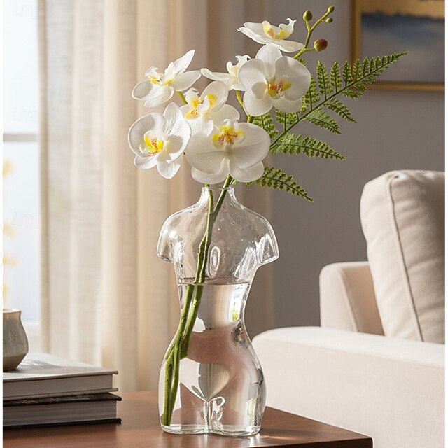 Female Body Glass Vase, Clear Transparent Art Vase, Modern Human Figure ...