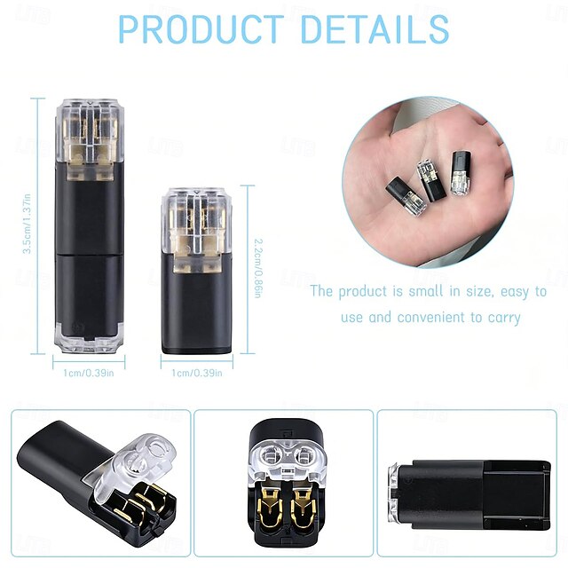100Pcs Double-Wire Plug-in Connector Led Light Strip Connectors 2 Pin ...