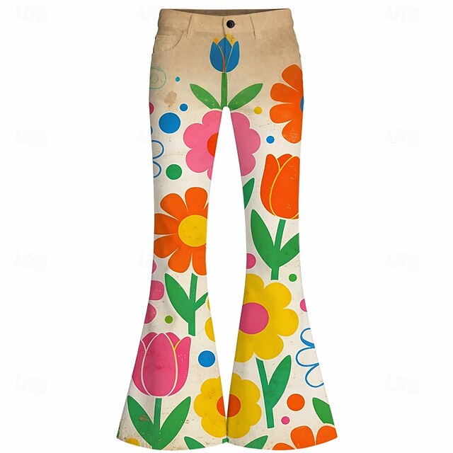 Retro Vintage Boho 1970s Long Length Pants Bell Bottom Pants Hippie ...