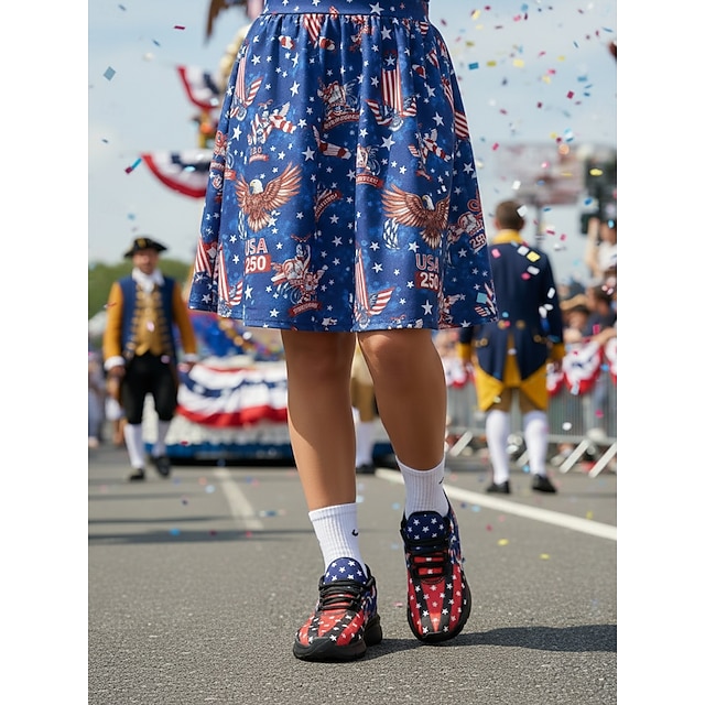 Women's USA Flag Print Black Sneakers with Eagle Design, Patriotic ...