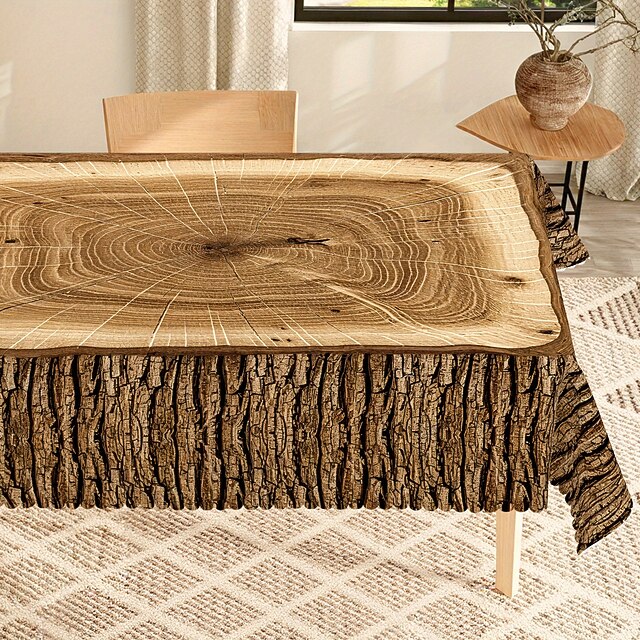 Vintage Log Theme Tablecloth with Wood Grain Pattern Rustic Cottage ...