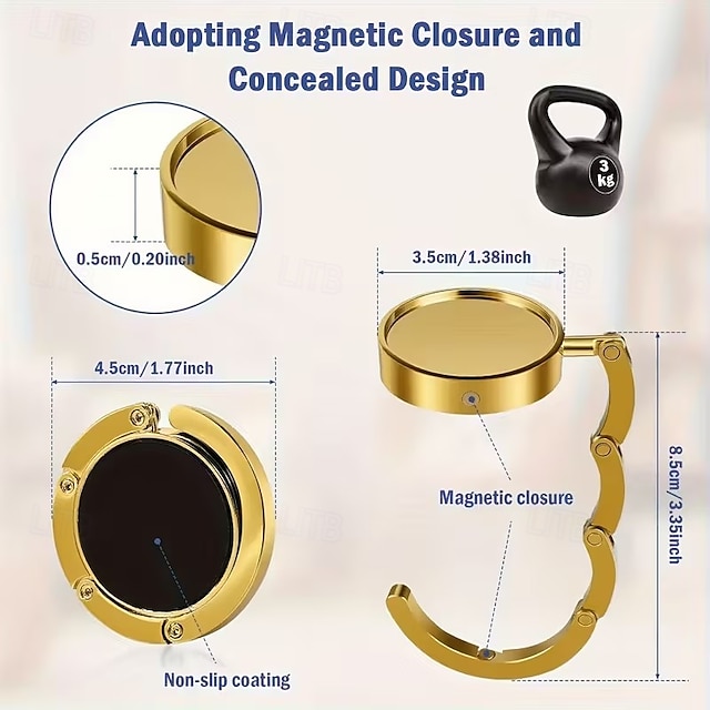 4PCS Foldable Metal Handbag Hooks, Portable and Non-Slip, Multi ...