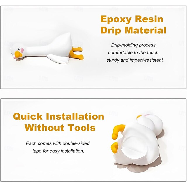 4 PCS Resin Goose Figurine Computer Monitor Decor,Cute Mini Goose ...