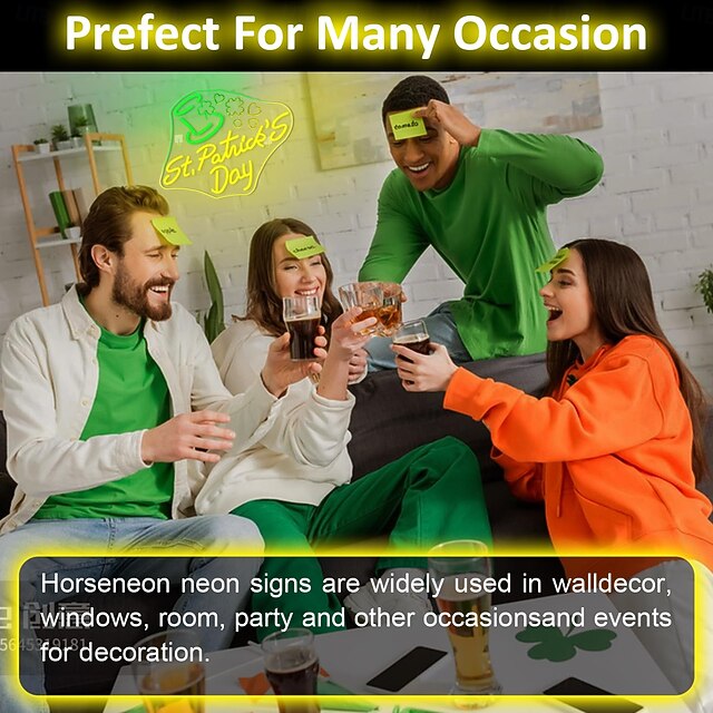 St. Patrick's Day Neon Sign, Dimmable St. Patrick's Day Neon Wall Art ...